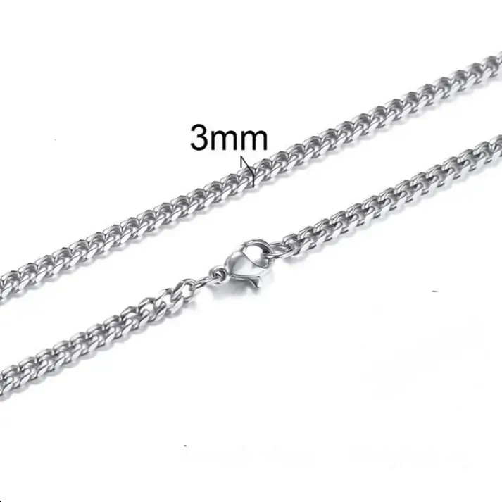 MartOx 3mm Silver Curb Neck Chain For Men - MartOx